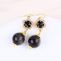 China Handmade Silver Sheen Obsidian Gemstone Pendant Earrings 4x1.2cm Healing Crystal Jewelry for sale