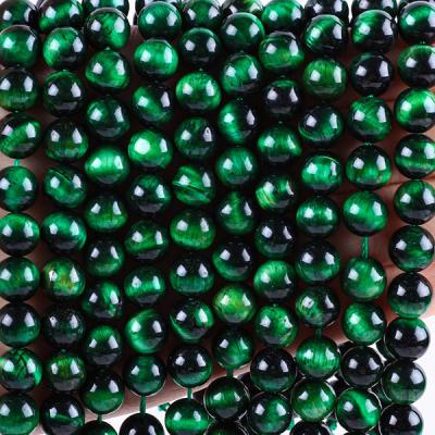 China 8mm Dark Green Tiger's Eye Gemstone Beads 45cm Strand for Jewelry Making - 35g Natural Stone for sale