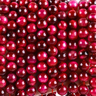 China 8mm Rose Red Tiger Eye Gemstone Beads 45cm Strand 35g for Jewelry Making DIY Craft for sale