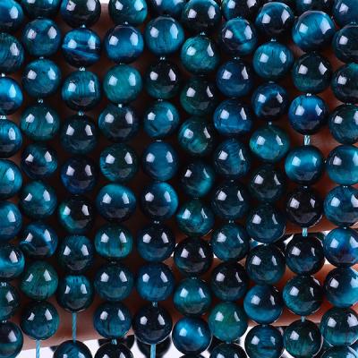 China 8mm Lake Blue Tiger's Eye Gemstone Beads 45cm Strand 35g for Jewelry Making DIY for sale