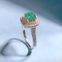China Green Square Shape Zircon Wedding Ring 925 Sterling Silver - Customizable Size & 1 Piece MOQ for Women's Bridal Jewelry for sale