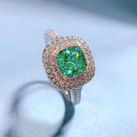 China Green Square Shape Zircon Wedding Ring 925 Sterling Silver - Customizable Size & 1 Piece MOQ for Women's Bridal Jewelry for sale