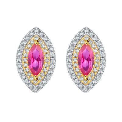 China Marquise Shape 925 Sterling Silver Zircon Earrings - Customizable Bridal Jewelry with 1 Piece MOQ for sale