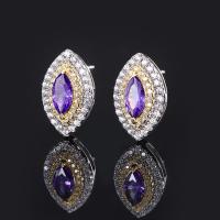 China Marquise Shape 925 Sterling Silver Zircon Earrings - Customizable Bridal Jewelry with 1 Piece MOQ for sale