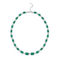 China 925 Sterling Silver Bridal Necklace with Pink Green Gemstones - Customizable Size 1 Piece MOQ for Wedding Jewelry for sale