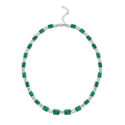China 925 Sterling Silver Bridal Necklace with Pink Green Gemstones - Customizable Size 1 Piece MOQ for Wedding Jewelry for sale