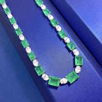 China 925 Sterling Silver Bridal Necklace with Pink Green Gemstones - Customizable Size 1 Piece MOQ for Wedding Jewelry for sale