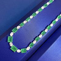 China 925 Sterling Silver Bridal Necklace with Pink Green Gemstones - Customizable Size 1 Piece MOQ for Wedding Jewelry for sale