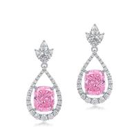 China 925 Sterling Silver Pink Gemstone Oval Halo Earrings with Zircon - Customizable Size & 1 Piece MOQ for Bridal Party Jewelry for sale