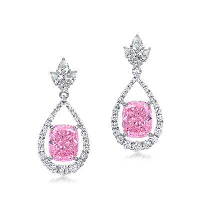 China 925 Sterling Silver Pink Gemstone Oval Halo Earrings with Zircon - Customizable Size & 1 Piece MOQ for Bridal Party Jewelry for sale