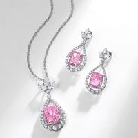 China 925 Sterling Silver Pink Gemstone Oval Halo Earrings with Zircon - Customizable Size & 1 Piece MOQ for Bridal Party Jewelry for sale
