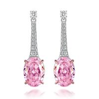 China 925 Sterling Silver Zircon Long Oval Earrings with Customizable Colors - 1 Piece MOQ Available for Wedding & Party Jewelry for sale
