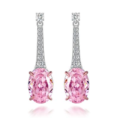 China 925 Sterling Silver Zircon Long Oval Earrings with Customizable Colors - 1 Piece MOQ Available for Wedding & Party Jewelry for sale