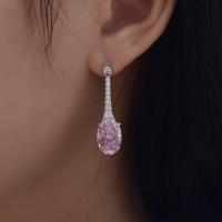 China 925 Sterling Silver Zircon Long Oval Earrings with Customizable Colors - 1 Piece MOQ Available for Wedding & Party Jewelry for sale