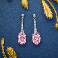 China 925 Sterling Silver Zircon Long Oval Earrings with Customizable Colors - 1 Piece MOQ Available for Wedding & Party Jewelry for sale