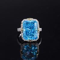 China 925 Sterling Silver Zircon Bridal Engagement Ring - Purple/Aqua Blue/Yellow Gemstone, Custom Sizes, 1 Piece MOQ for sale