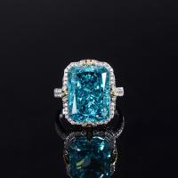 China 925 Sterling Silver Zircon Bridal Engagement Ring - Purple/Aqua Blue/Yellow Gemstone, Custom Sizes, 1 Piece MOQ for sale