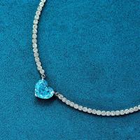 China 925 Sterling Silver Heart Shape Aqua Blue Zircon Necklace - 1 Piece MOQ with Custom Size Options for sale