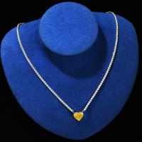 China 925 Sterling Silver Heart Shape Aqua Blue Zircon Necklace - 1 Piece MOQ with Custom Size Options for sale