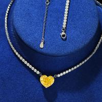 China 925 Sterling Silver Heart Shape Aqua Blue Zircon Necklace - 1 Piece MOQ with Custom Size Options for sale