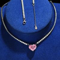 China 925 Sterling Silver Heart Shape Aqua Blue Zircon Necklace - 1 Piece MOQ with Custom Size Options for sale