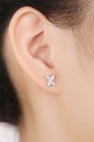 China X Shape 925 Sterling Silver Moissanite Stud Earrings - 1 Piece MOQ with Custom Size Options for sale