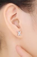 China X Shape 925 Sterling Silver Moissanite Stud Earrings - 1 Piece MOQ with Custom Size Options for sale