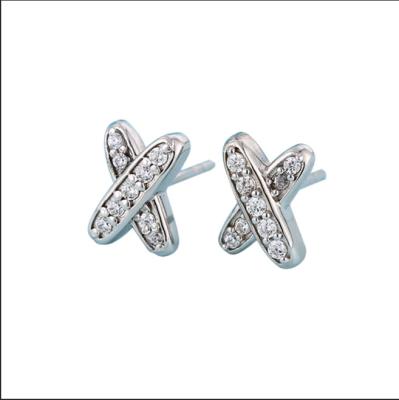 China X Shape 925 Sterling Silver Moissanite Stud Earrings - 1 Piece MOQ with Custom Size Options for sale