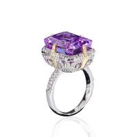 China 925 Sterling Silver Zircon Bridal Engagement Ring - Purple/Aqua Blue/Yellow Gemstone, Custom Sizes, 1 Piece MOQ for sale