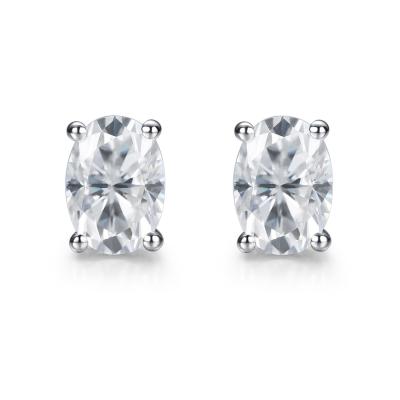 China 18K Gold Moissanite Oval Earrings Studs - Customizable 1 Piece Minimum Order with Premium Gift Packaging for sale