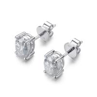 China 18K Gold Moissanite Oval Earrings Studs - Customizable 1 Piece Minimum Order with Premium Gift Packaging for sale