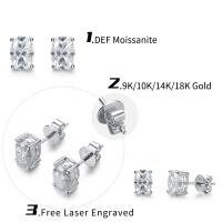 China 18K Gold Moissanite Oval Earrings Studs - Customizable 1 Piece Minimum Order with Premium Gift Packaging for sale
