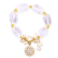 China Handmade Clear Quartz Bracelet 22cm Adjustable Natural Stone Jewelry with Pearl Charms for Gifts and Daily Wear for sale