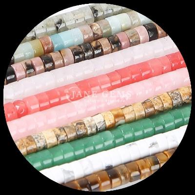 China Natural Gemstone Rondelle Beads 2x4mm Drum Shape Loose Strands for Jewelry Making for sale