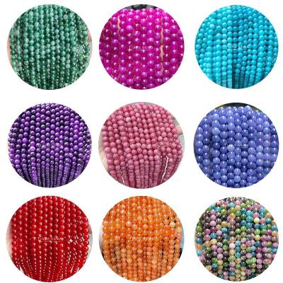 China Wholesale Natural Chalcedony Jade Round Loose Beads 4mm 6mm 8mm 10mm 12mm for DIY Jewelry Making for sale