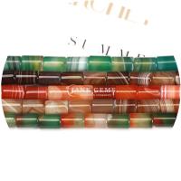 China Wholesale Natural Striped Agate Cylinder Beads 4mm to 12mm Loose for DIY Jewelry Making for sale