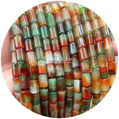 China Wholesale Natural Striped Agate Cylinder Beads 4mm to 12mm Loose for DIY Jewelry Making for sale