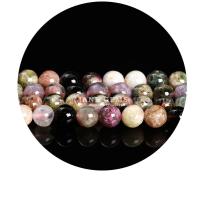 China Wholesale Natural Stone Round Loose Beads 8mm Pink Zebra Jasper Tourmaline Spacers for Jewelry Making for sale