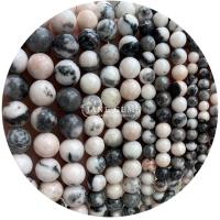 China Wholesale Natural Stone Round Loose Beads 8mm Pink Zebra Jasper Tourmaline Spacers for Jewelry Making for sale