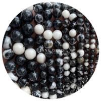 China Wholesale Natural Stone Round Loose Beads 8mm Pink Zebra Jasper Tourmaline Spacers for Jewelry Making for sale