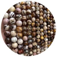 China Wholesale Natural Stone Round Loose Beads 8mm Pink Zebra Jasper Tourmaline Spacers for Jewelry Making for sale