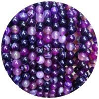 China Wholesale Natural Striped Agate Loose Beads 8mm Round Hematite Spacers for Jewelry Making for sale