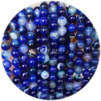 China Wholesale Natural Striped Agate Loose Beads 8mm Round Hematite Spacers for Jewelry Making for sale