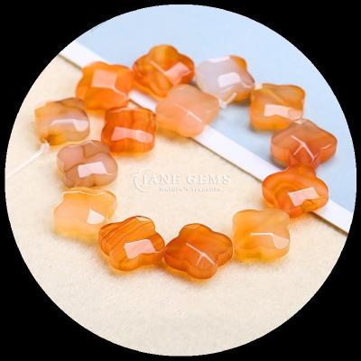 China Natural Gemstone Clover Shape Loose Bead Strands 12x5mm Carnelian Topaz for Jewelry Making for sale