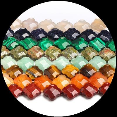 China Natural Malachite Dalmatian Jasper Clover Shape Gemstone Beads 12x5mm Loose Strands for Jewelry Making for sale