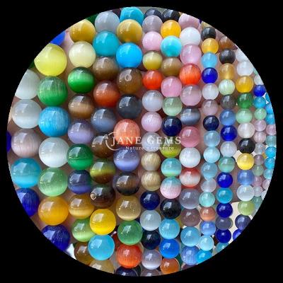 China Natural Gemstone Round Cat Eye Loose Bead Strands 4mm to 12mm for Bracelets for sale