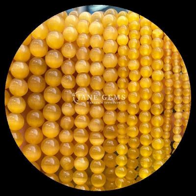 China Natural Cat Eye Loose Bead Strands 4mm to 12mm Round Shape for Jewelry Making for sale