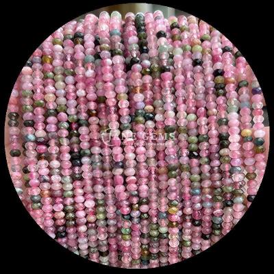 China Natural Tourmaline Garnet Faceted Abacus Gemstone Bead Strands 4x3mm for Healing Energy Jewelry Making for sale