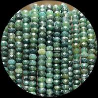 China Natural Indian Agate Green Dot Gemstone Bead Strands 4x3mm Faceted Abacus Loose Beads for Jewelry Making for sale