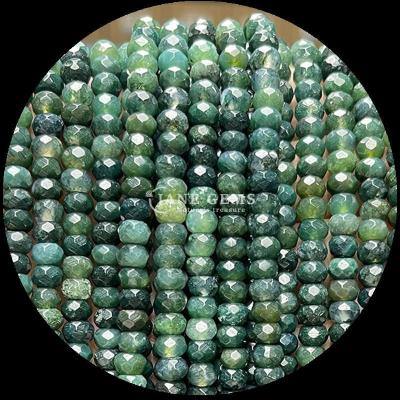 China Natural Indian Agate Green Dot Gemstone Bead Strands 4x3mm Faceted Abacus Loose Beads for Jewelry Making for sale